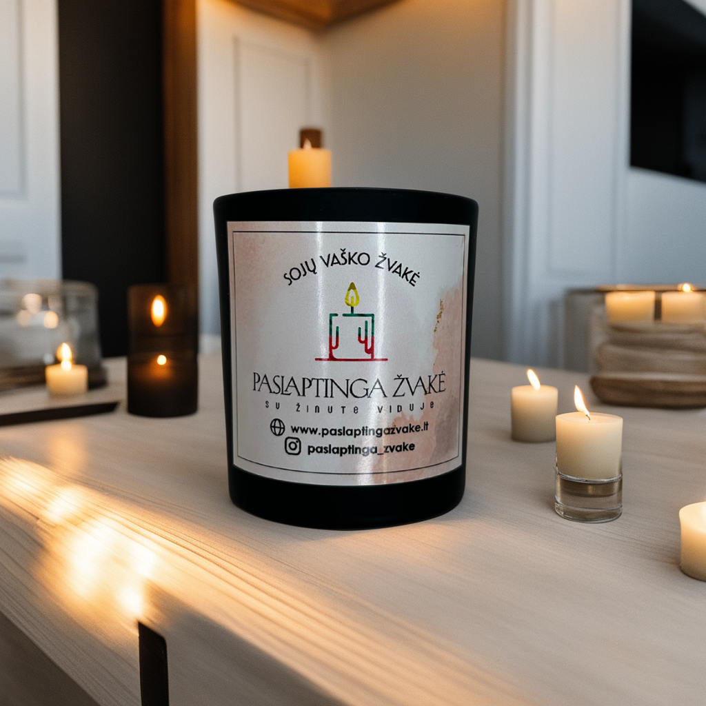 LIMITED EDITION JUODA - Paslaptinga Žvakė 200ml su jūsų norimu tekstu ...